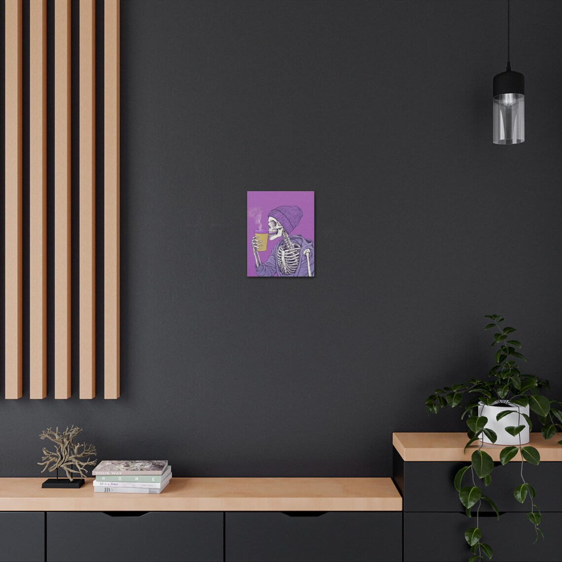 Skeleton Sips & Purple Vibes, Canvas Gallery Wraps - Etsy