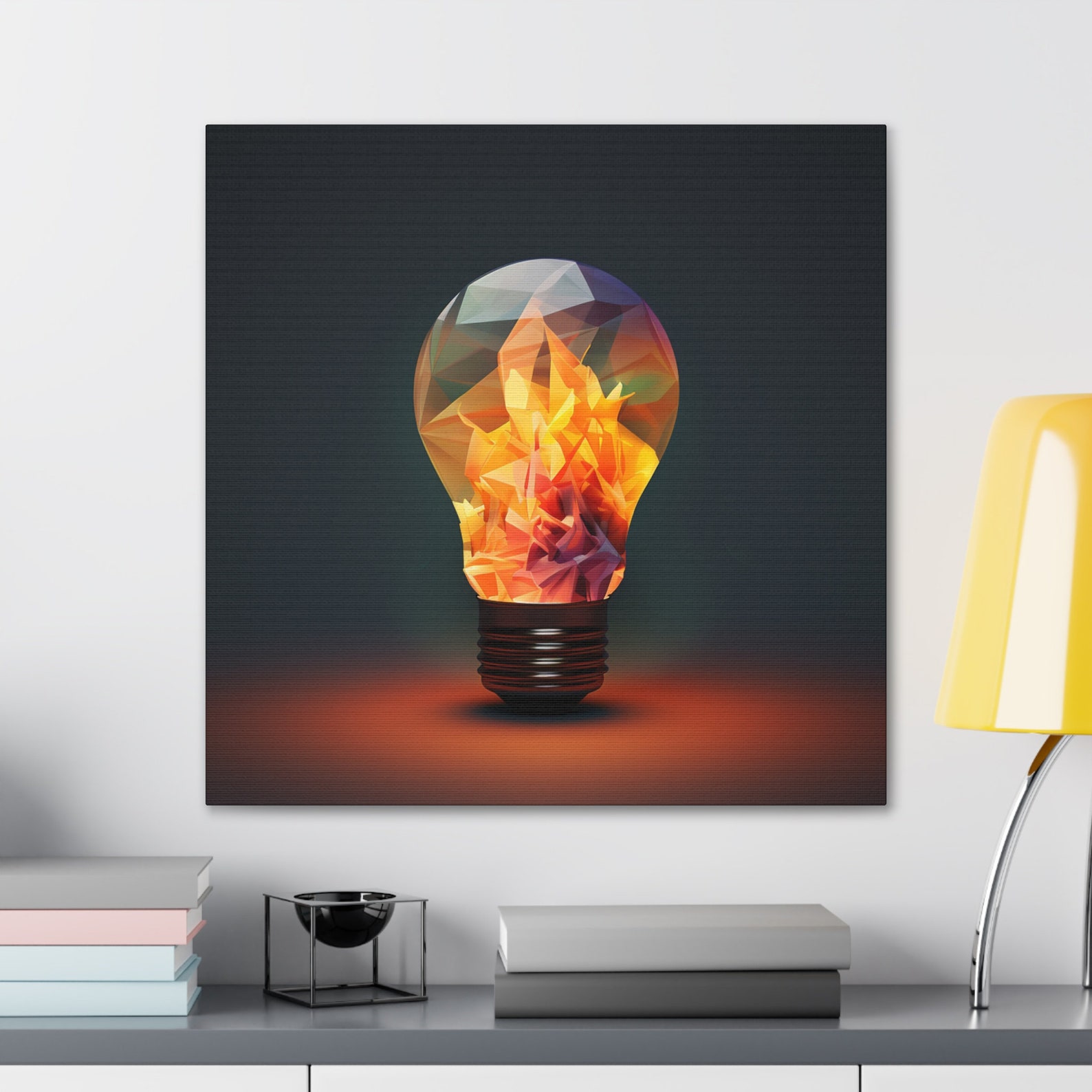 Canvas Gallery Wraps, Low Poly Brilliance: Bulb Illumination in Art - Etsy