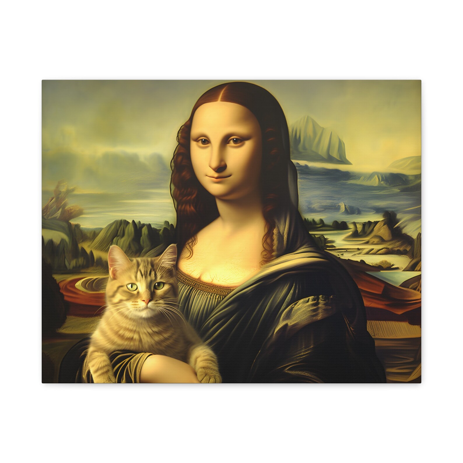 Cat and Mona Lisa Mashup: High-quality, Funny Art Print for Cat Lovers ...