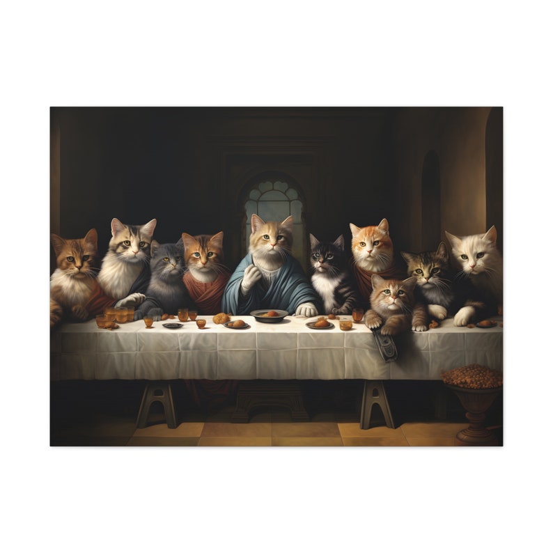 Canvas Gallery Wraps, Meowsterpiece: the Last Supper With Feline ...
