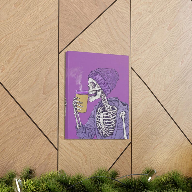 Skeleton Sips & Purple Vibes, Canvas Gallery Wraps - Etsy