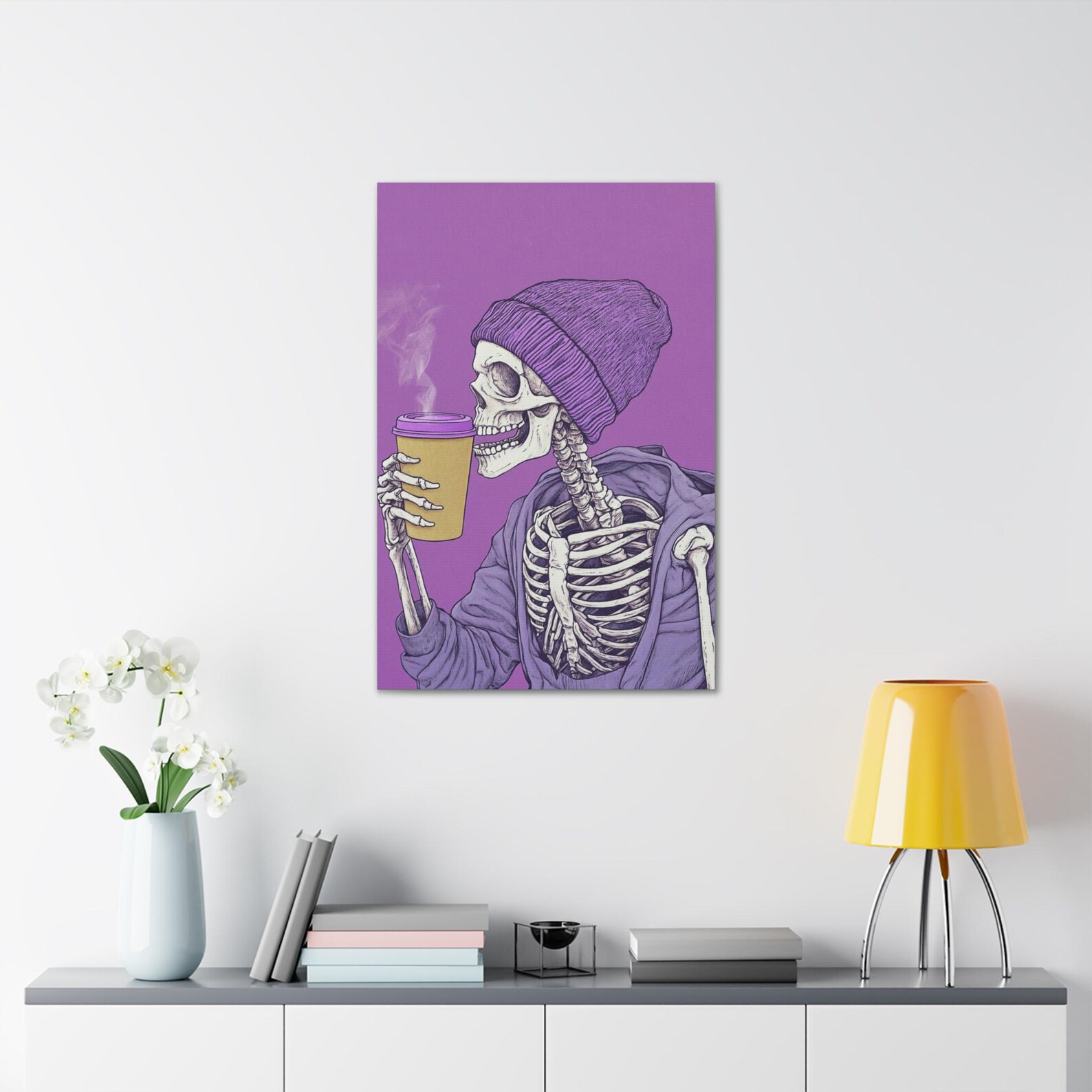 Skeleton Sips & Purple Vibes, Canvas Gallery Wraps - Etsy