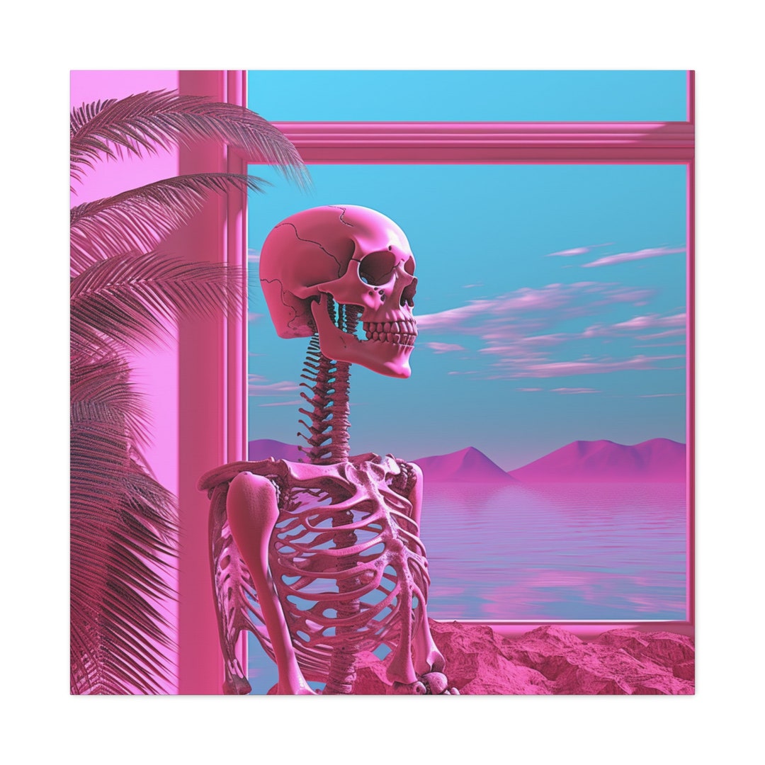 Canvas Gallery Wraps, Pigeoncore Paradise: Vaporwave Skeleton Vibes - Etsy