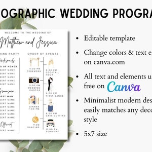 Infographic Wedding Program Template Wedding Program Template Ceremony Program Timeline Wedding ...