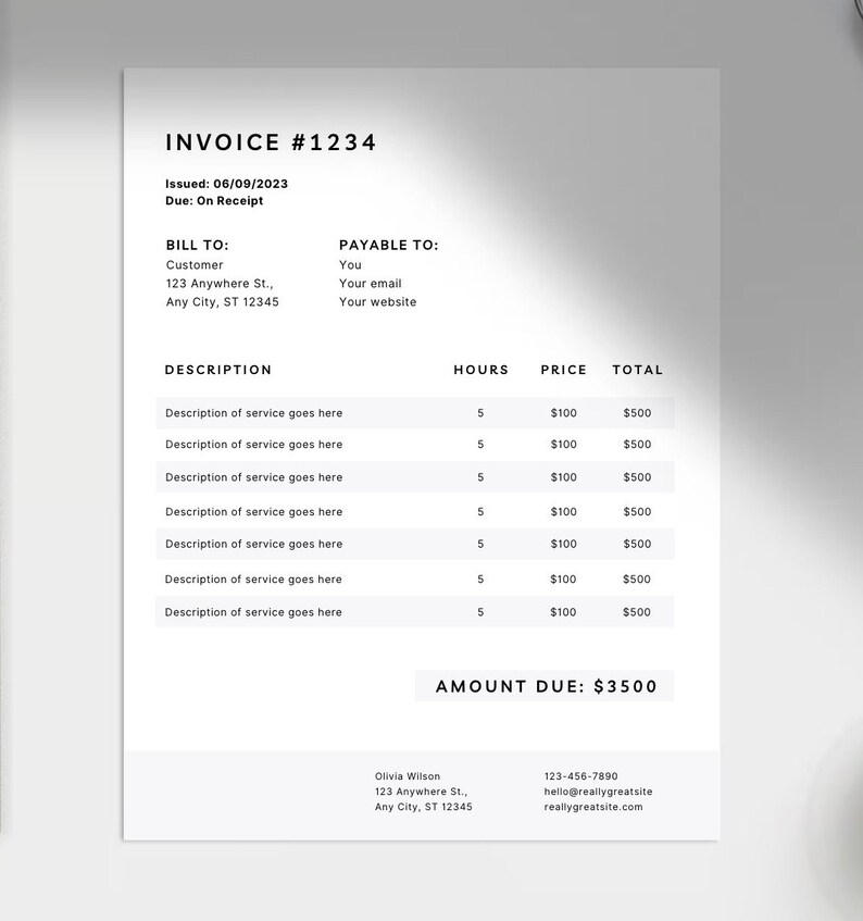Invoice Template - Etsy