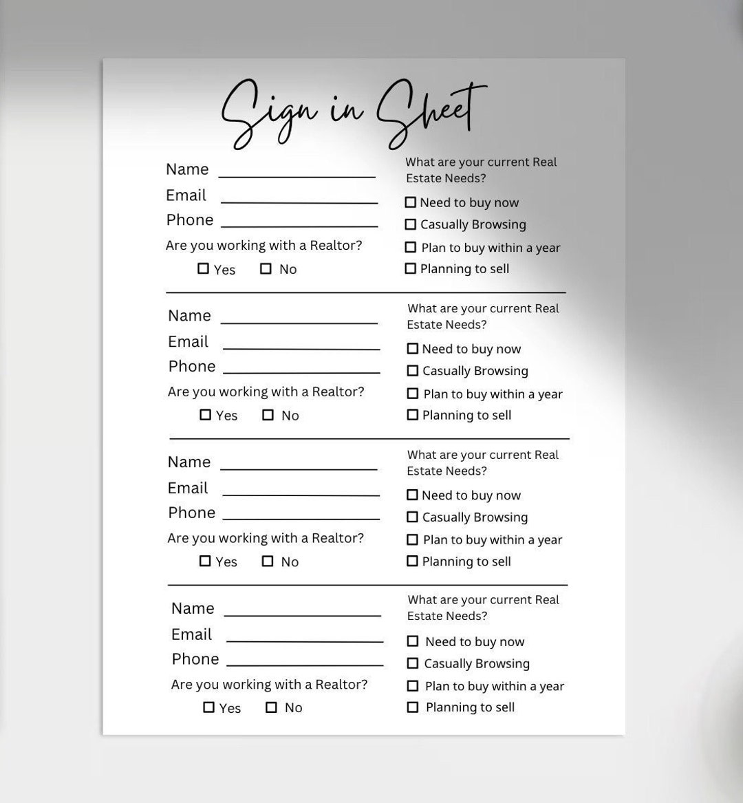 Open House Sign in Sheet Editable Canva Template & Pdfs | Real Estate ...