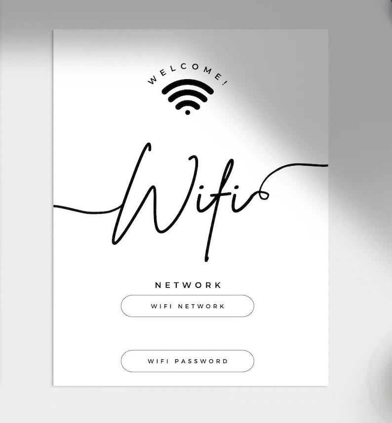 Wifi Password Sign Personalized Wifi Network Sign for Guests Custom ...
