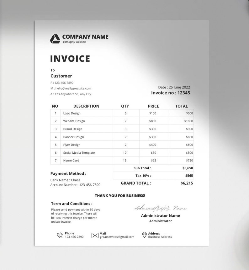 Invoice Template - Etsy