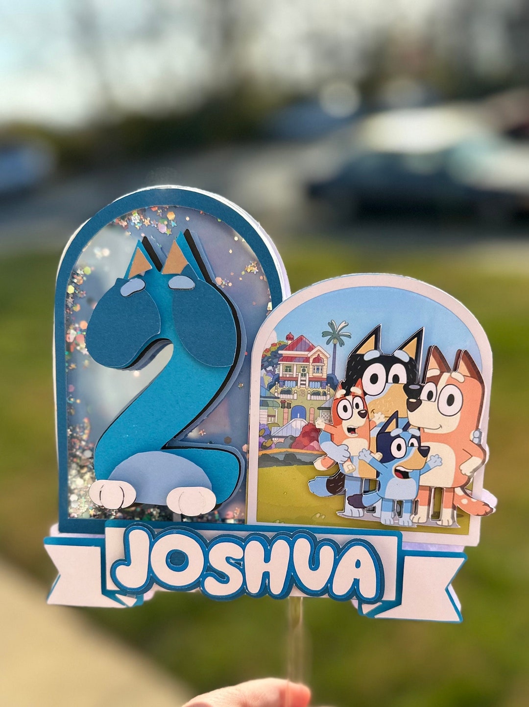 Bluey Shaker Cake Topper Cake Topper Blue Birthday Topper - Etsy