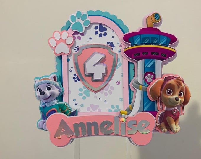 Personalized Paw Birthday Cake Topper: Custom Party Decoration - Etsy