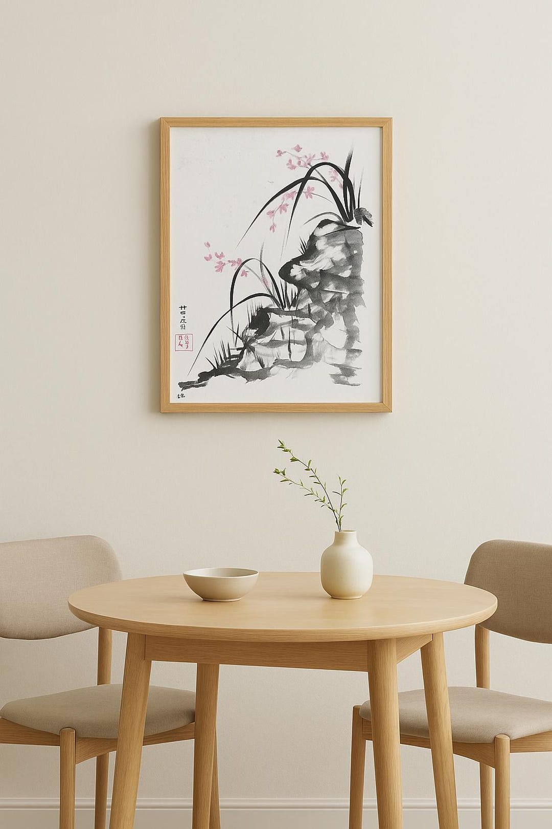 Sumi-e Orchid Painting: Zen Asian Ink Art on Rice Paper - Etsy