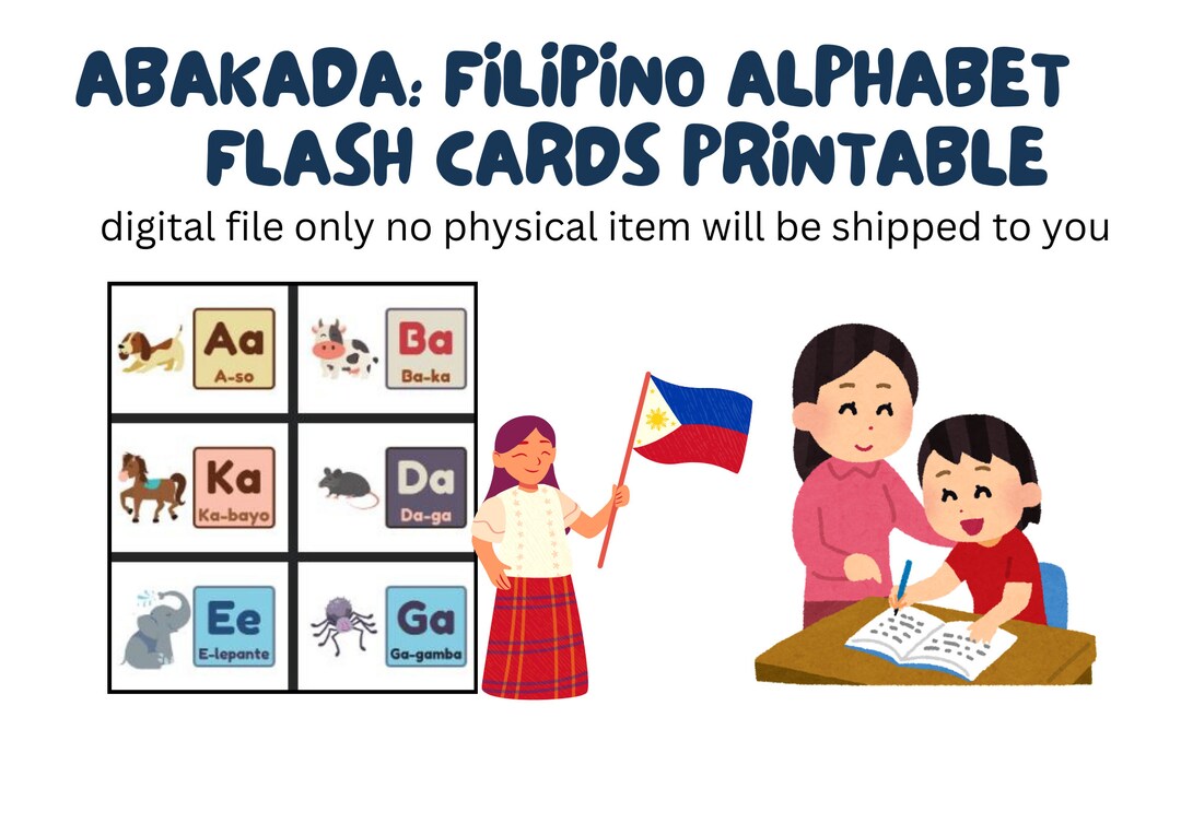 Colorful Abakada Digital Printable Flashcard - Etsy