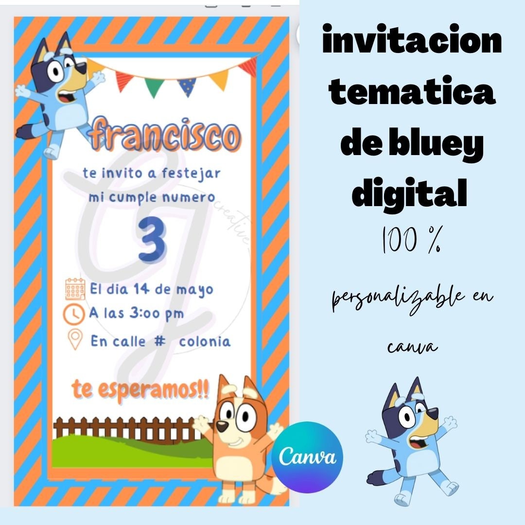 Invitacion digital de bluey - Etsy España