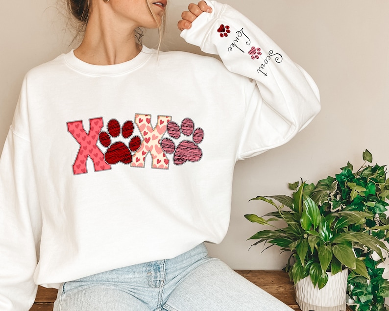 Personalized XOXO Paw Sweatshirt: Dog Valentine's Gift Hoodie - Etsy