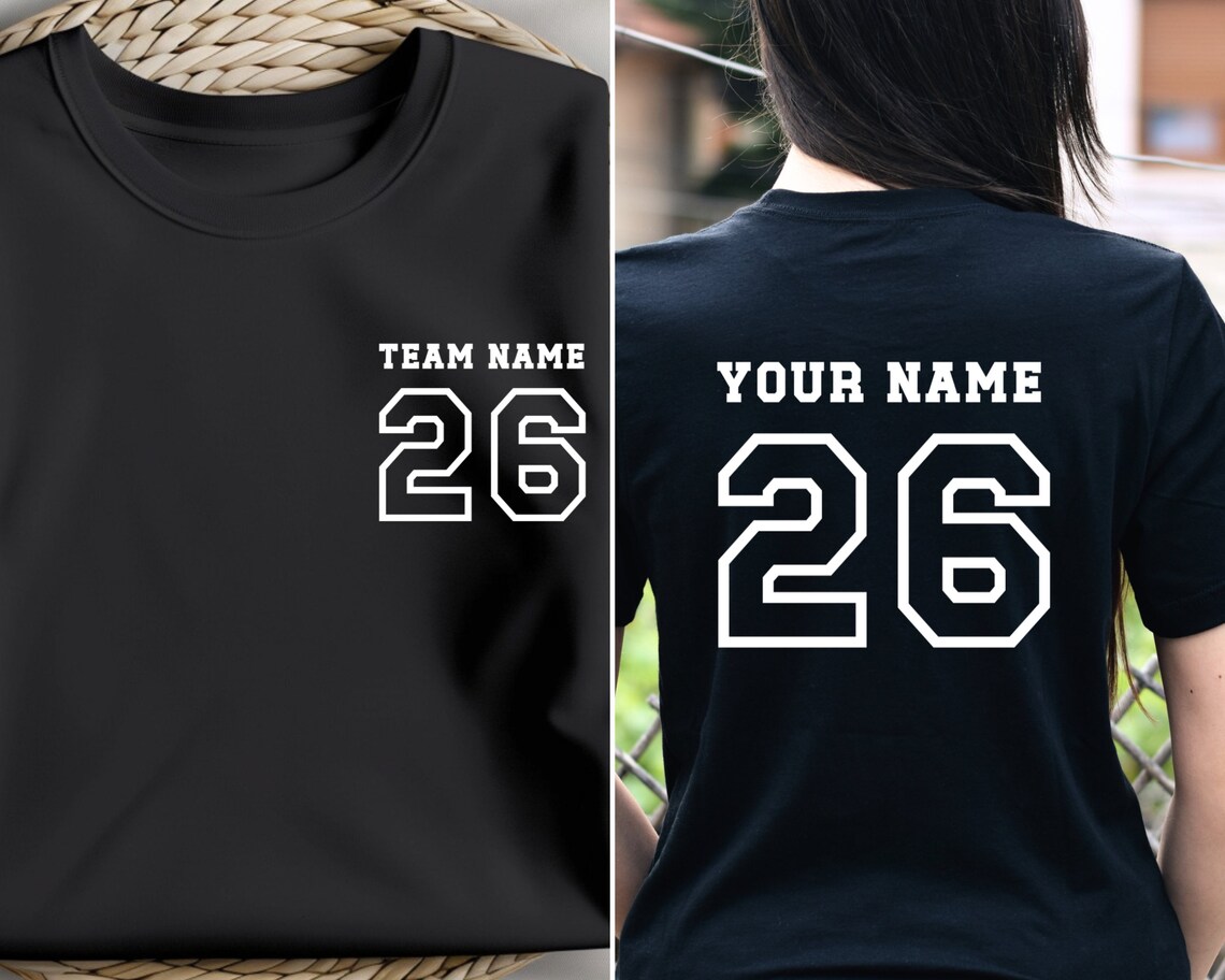 Custom Name and Back Number, Personalized Sports T-shirt, Sport Team ...