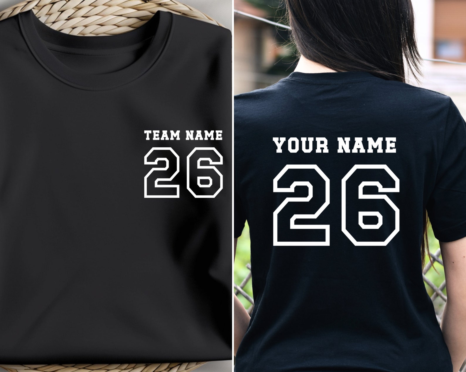 Custom Name and Back Number, Personalized Sports T-shirt, Sport Team ...