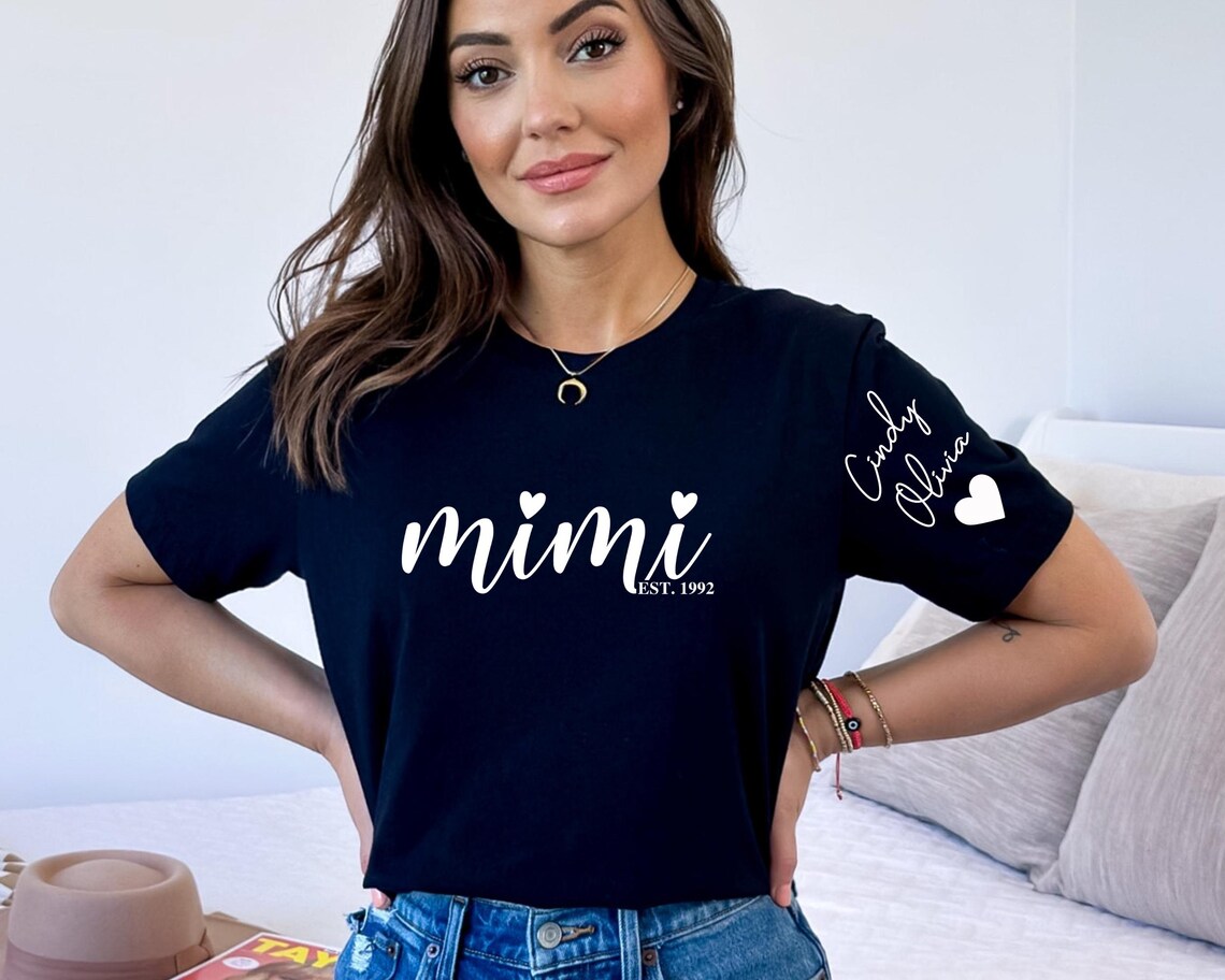 Personalized Mimi Shirt With Kids Names on Sleeve, Mimi Gift From ...