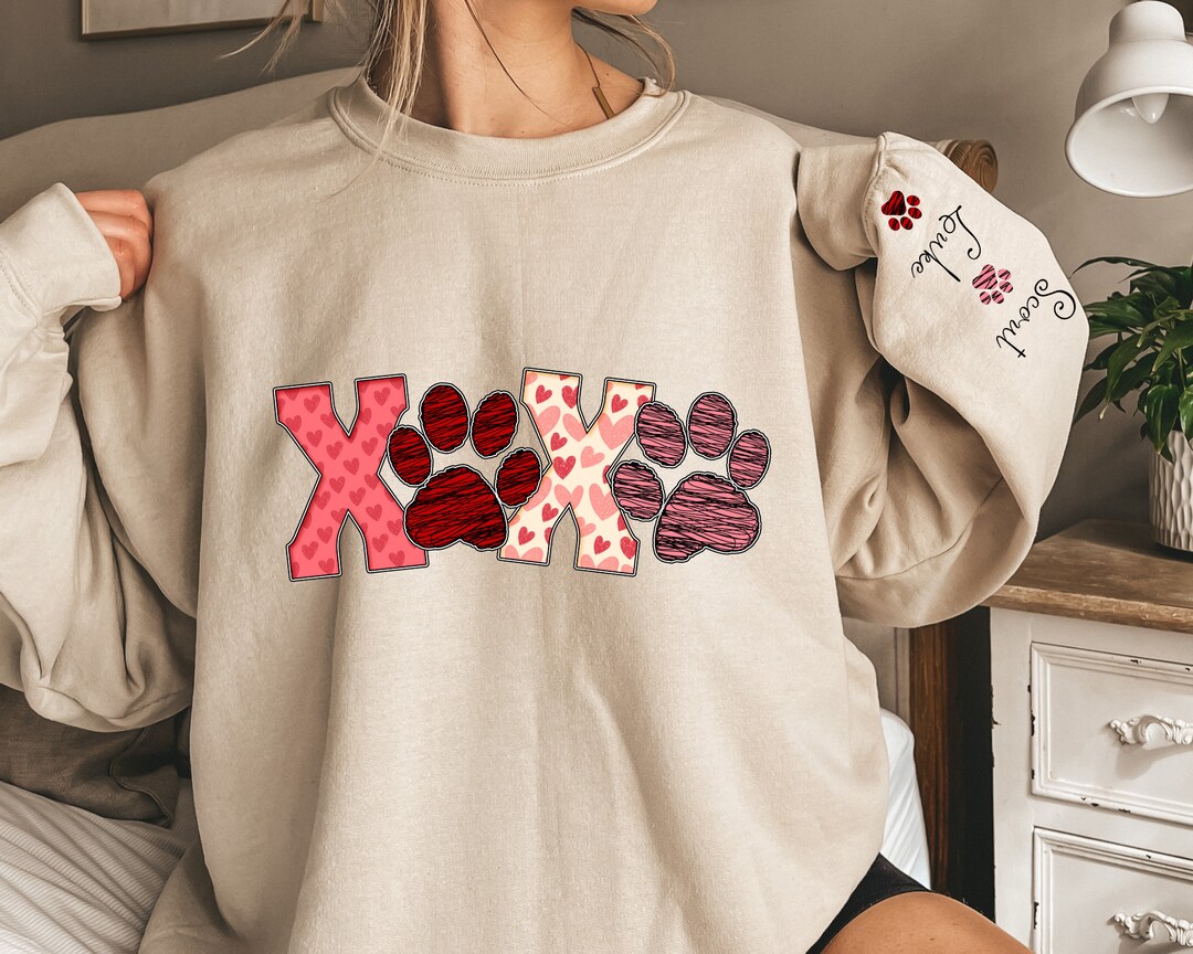 Personalized XOXO Paw Sweatshirt, XOXO Valentines Sweater, Dog ...
