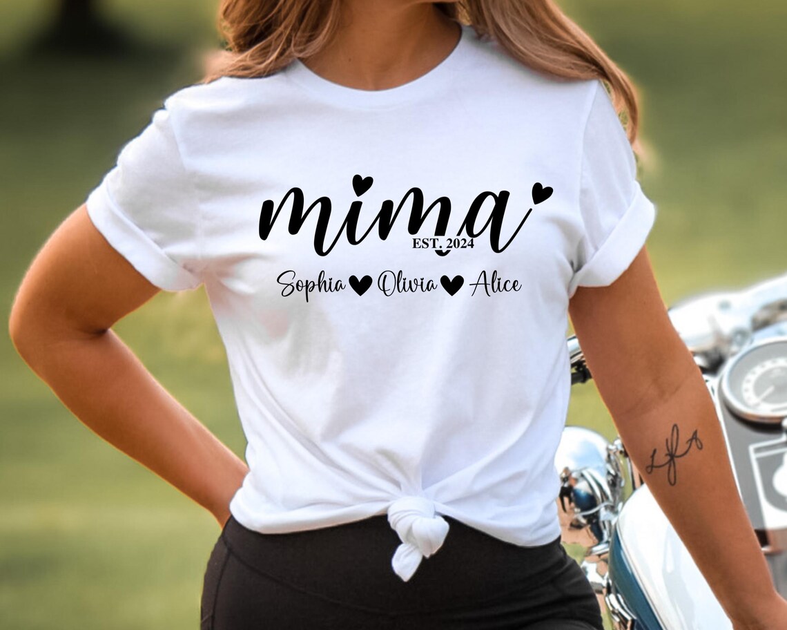 Personalized Mima Shirt With Kids Names on Sleeve, Mimi Gift From ...