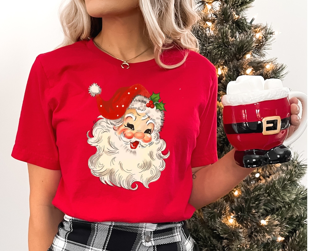 Retro Santa Shirt, Vintage Santa Shirt, Retro Christmas Santa - Etsy