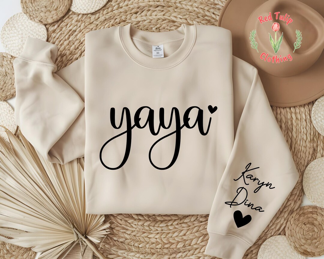 Personalized Yaya Sweatshirt With Kids Names on Sleeve Sweatshirt ...