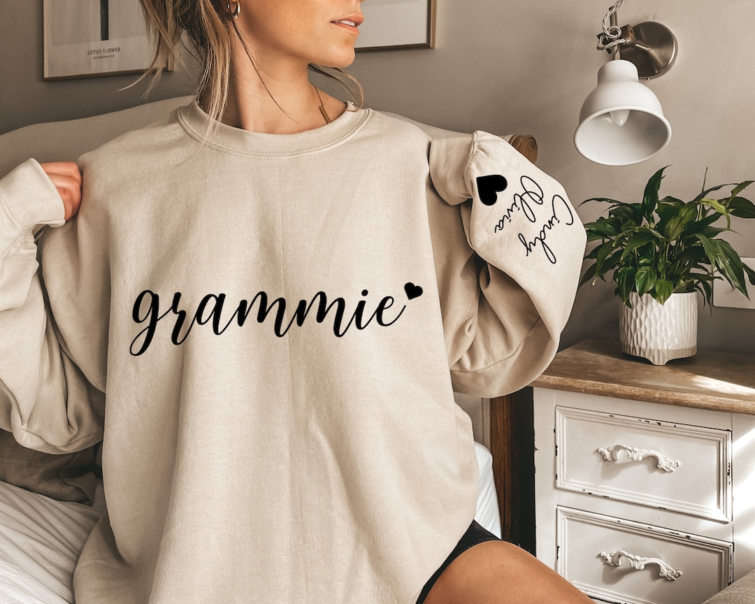 Personalized Grammie Sweatshirt With Kids Names on Sleeve, Personalized ...