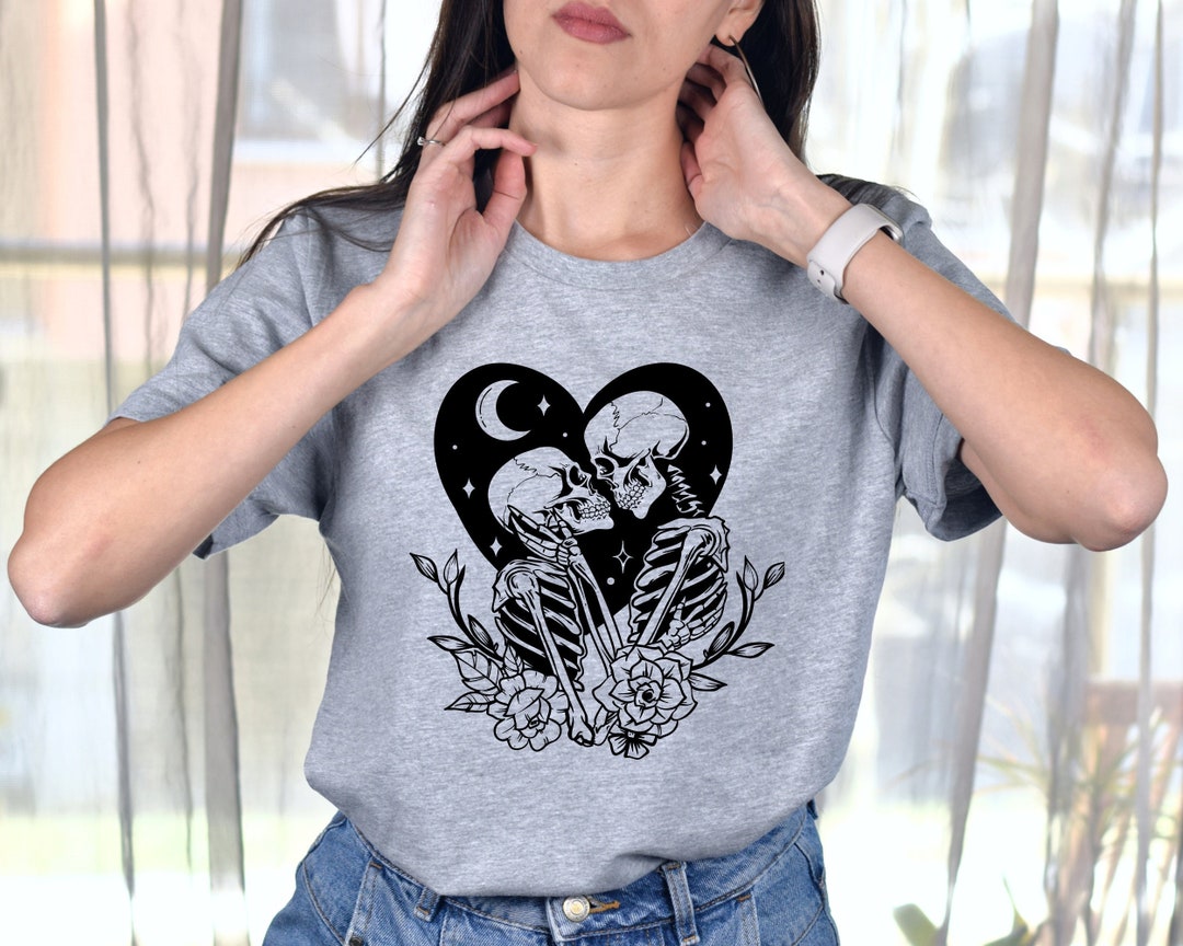Romantic Skeleton Couple Shirt, Skull Lovers Shirt, Skeleton Couple ...