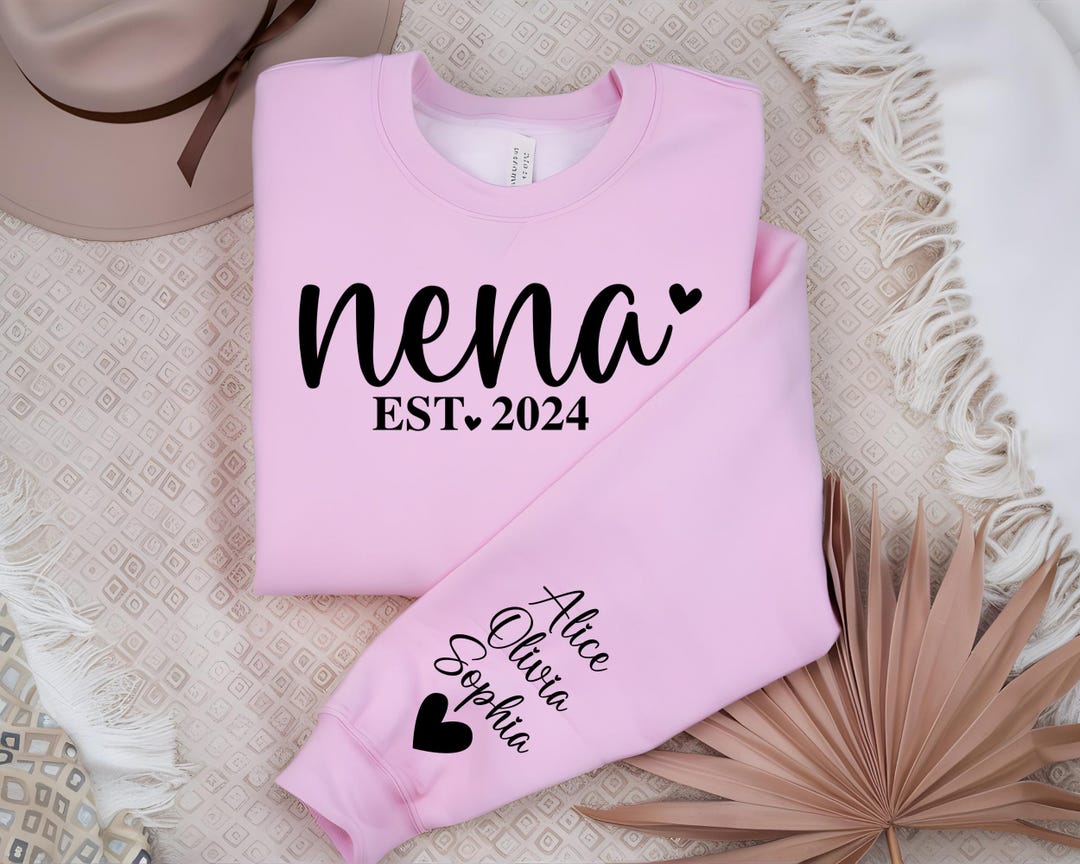 Personalized Nena Sweatshirt With Kid Name on Sleeve, Grandma Est ...