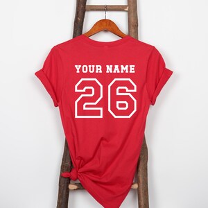 Custom Name and Back Number, Personalized Sports T-shirt, Sport Team ...