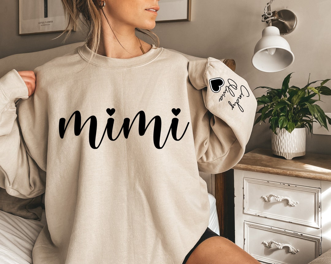Personalized Mimi Sweatshirt With Kids Names on Sleeve, Mimi Sweater ...