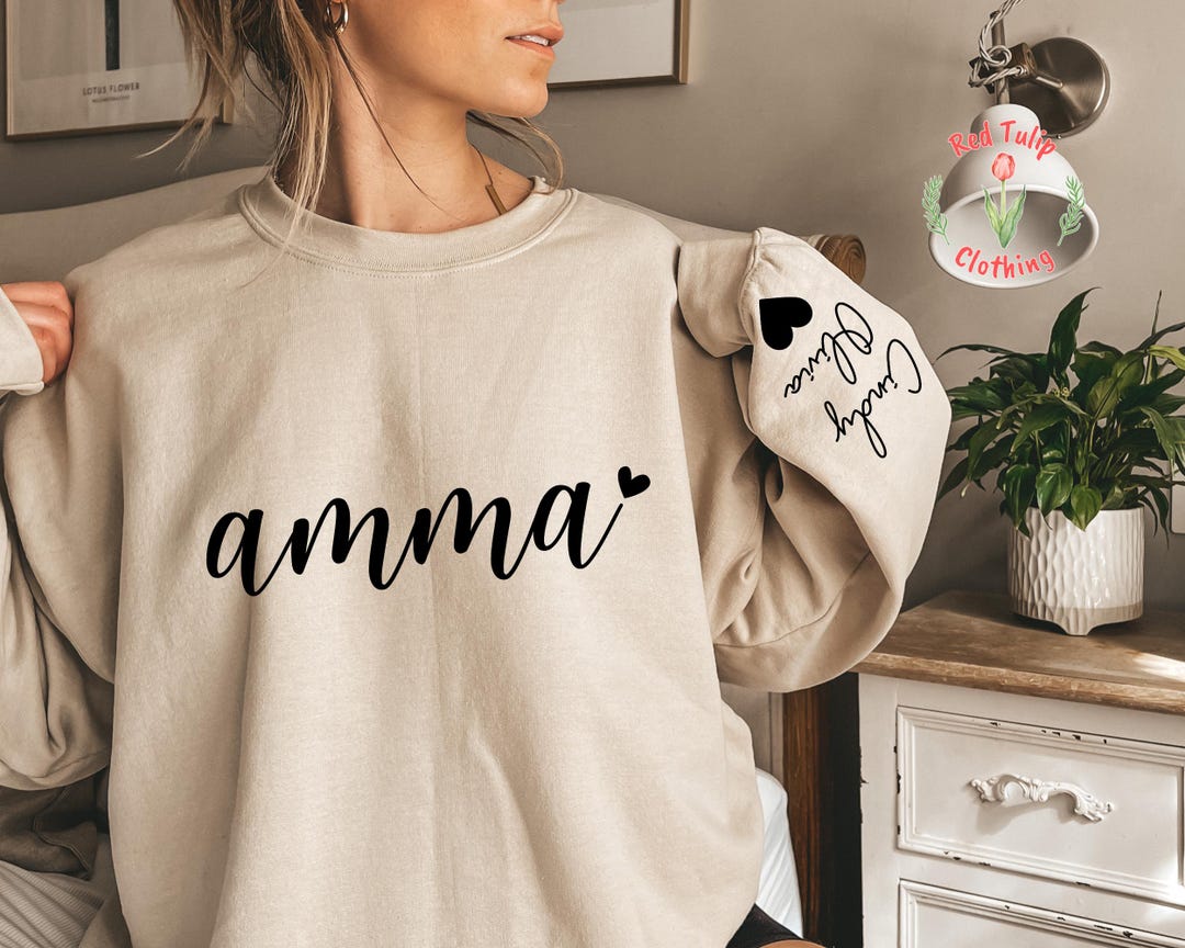 Personalized Amma Sweatshirt With Kids Names, Amma Sweatshirt, Mom ...