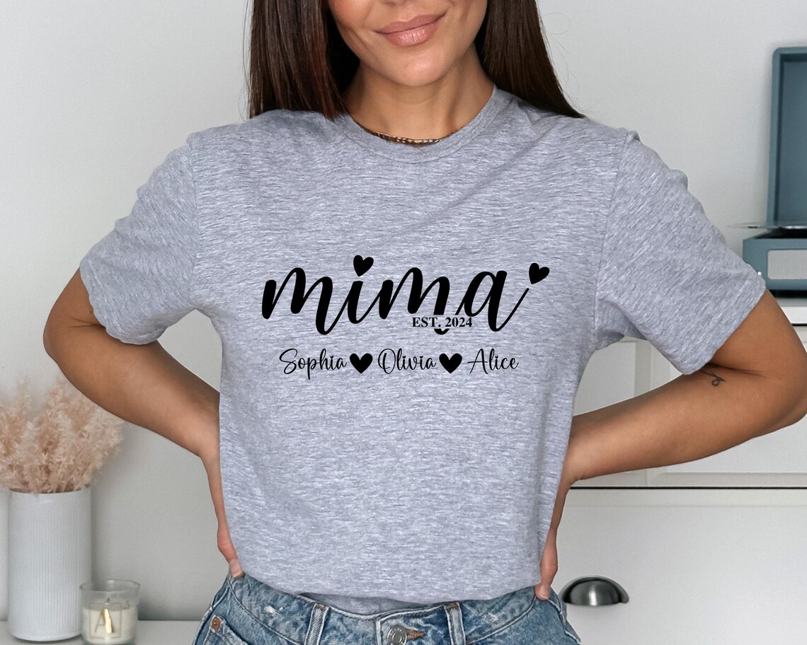 Personalized Mima Shirt With Kids Names on Sleeve, Mimi Gift From ...