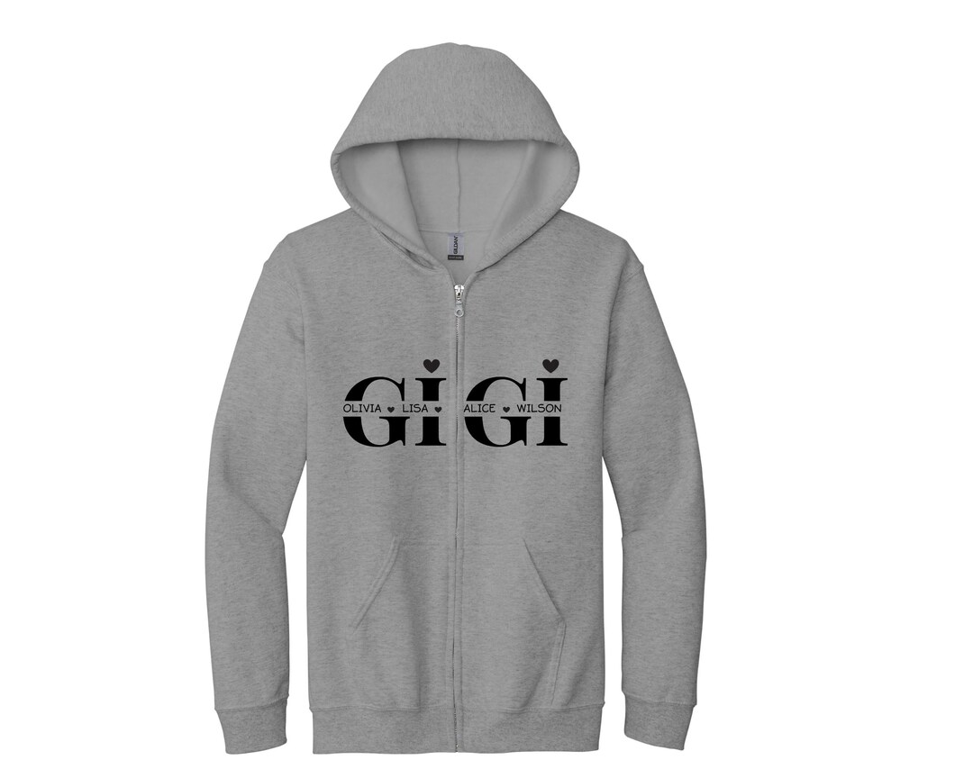 Personalized Gigi Zip up Hoodie, Gigi With Grandkids Names, Grandmother ...