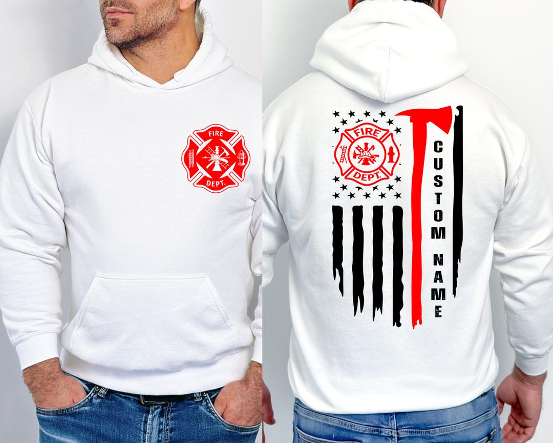 Custom Firefighter Crewneck, Gift for Firefighter Wife Hoodie, Red Line Flag Tee - Etsy