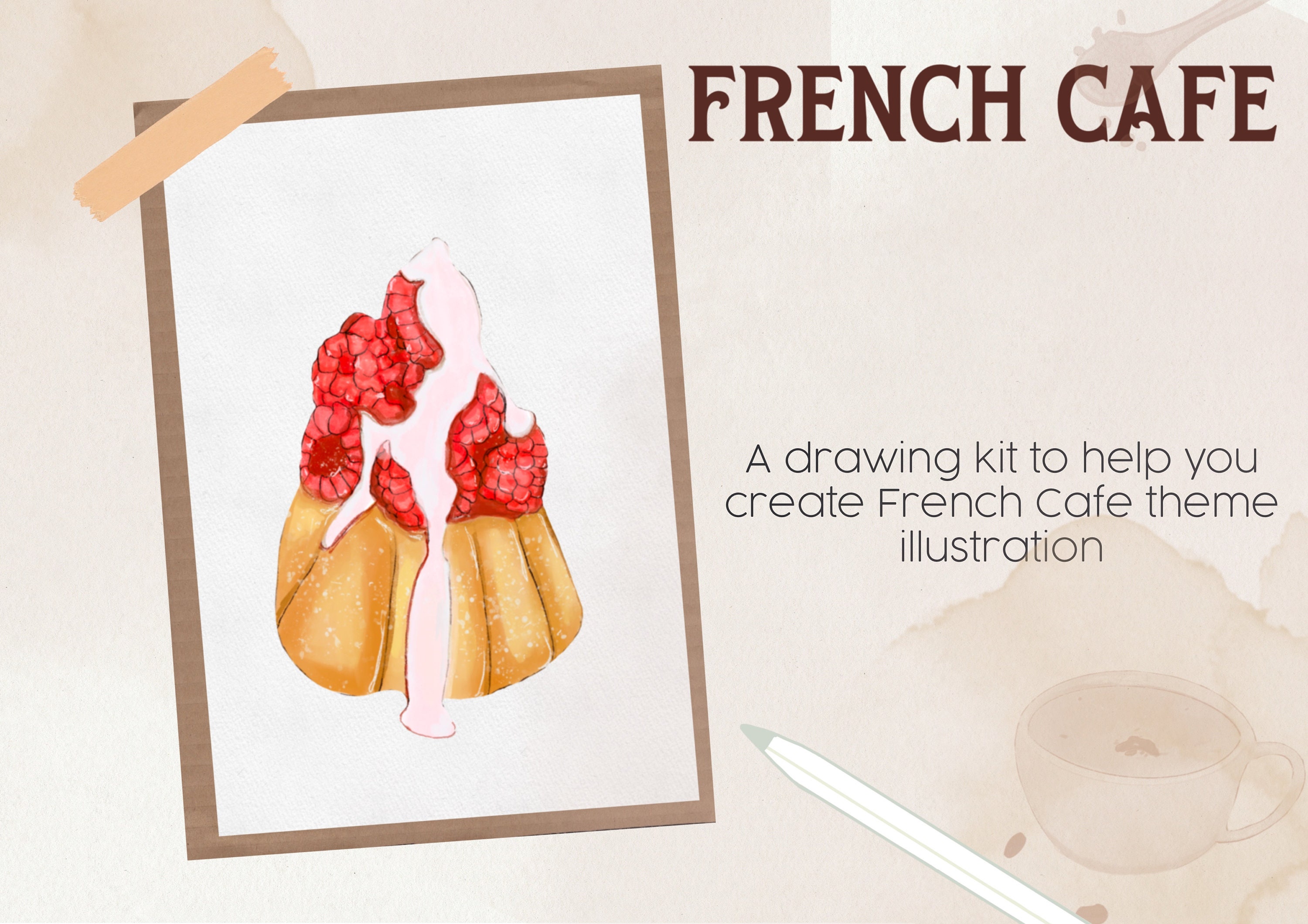 French Cafe Digital Drawing Kit for Procreate, Procreate Watercolor ...