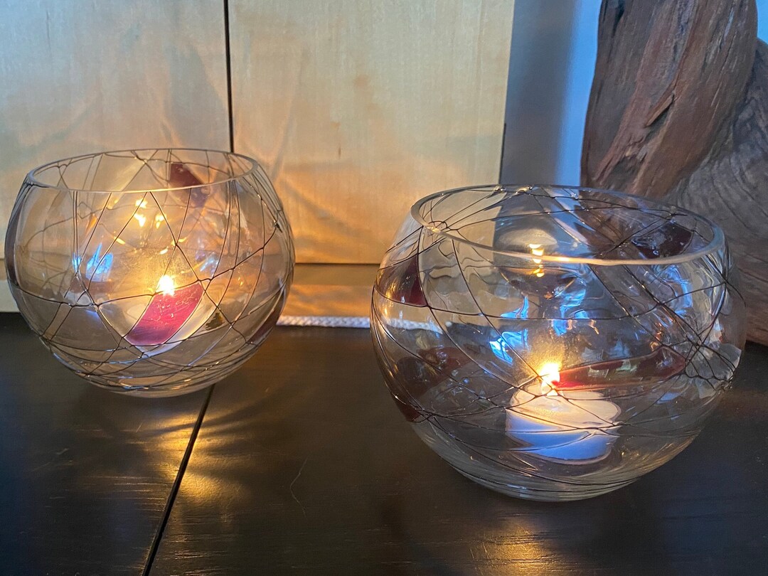 Partylite Mosaic Calypso Stained Glass Tealight Candle Holders: Set of ...