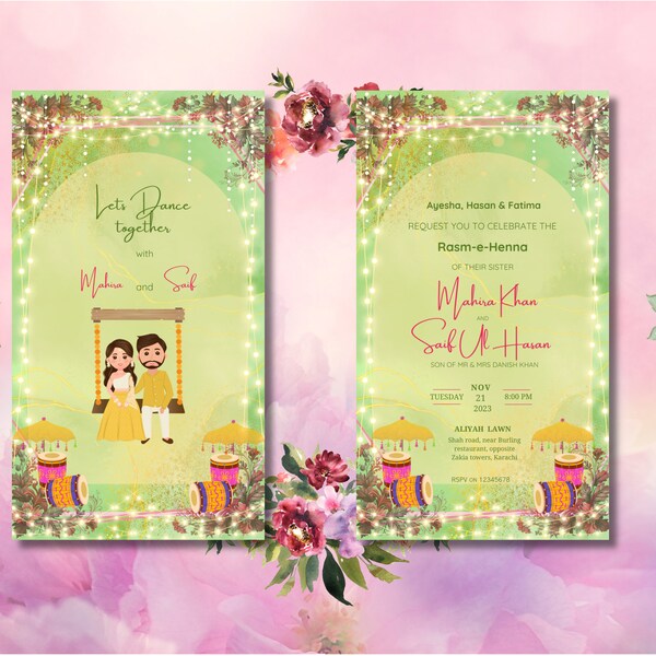 Pakistani Mehndi Invitation Cards - Etsy