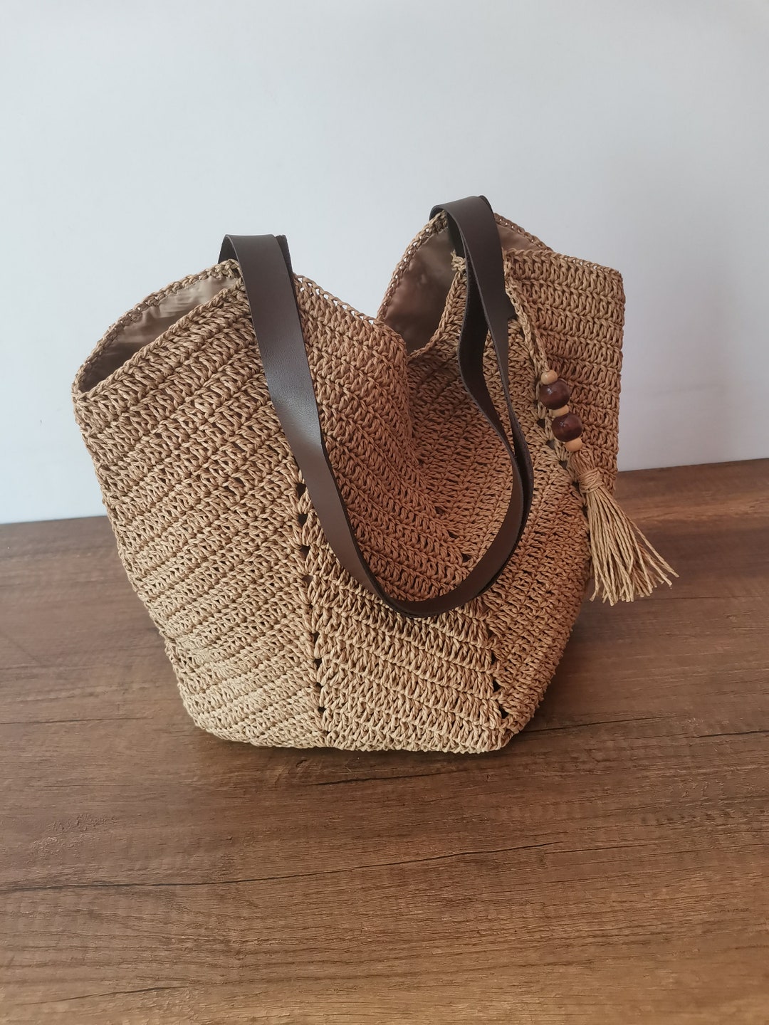 Crocheted Straw Summer Bag, Straw Beach Bag - Etsy
