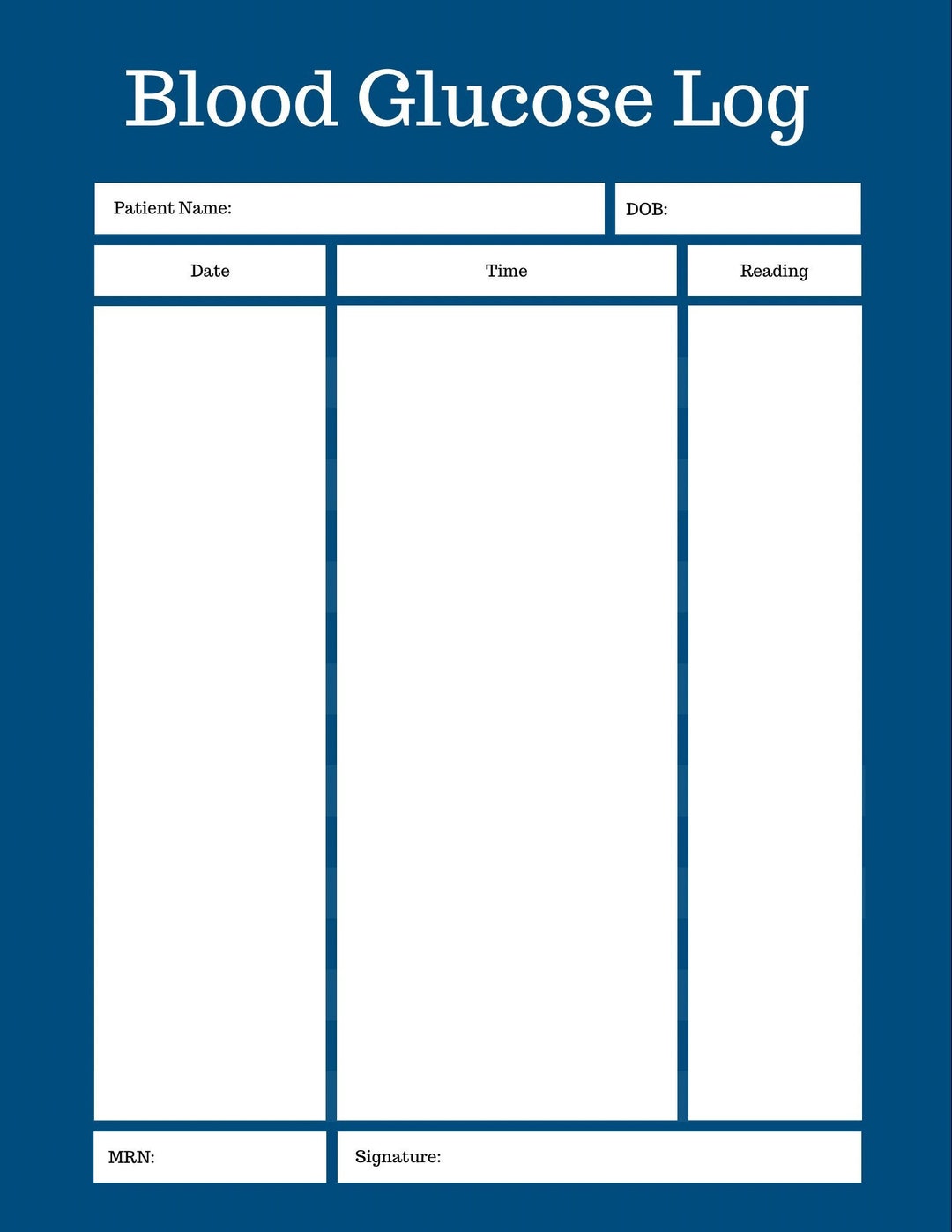 Printable Blood Glucose/sugar Log Tracker - Etsy