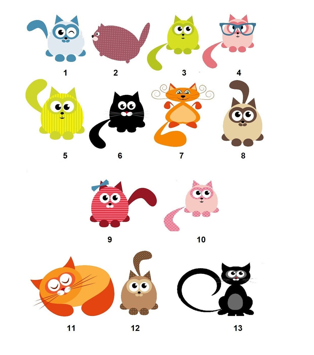 30 Personalized Address Labels Cute Cartoon Cats (fa 22) - Etsy