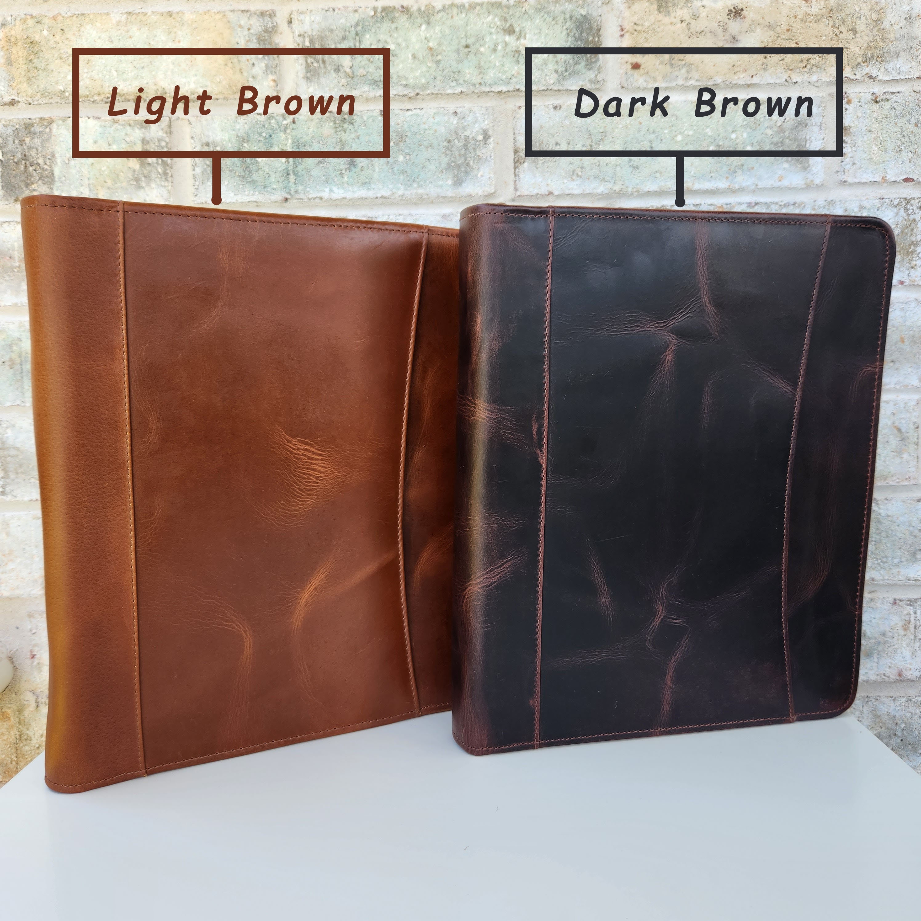 Consultant Leather Portfolio, Customizable Leather Padfolio With Zipper ...