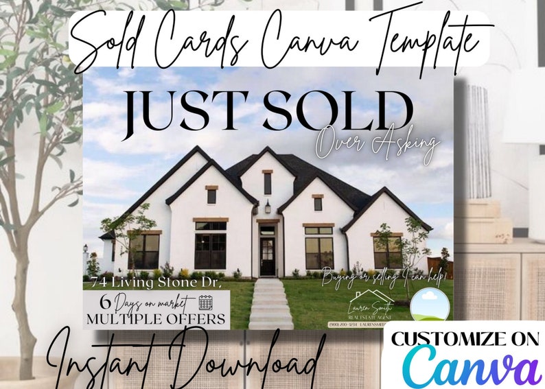 Just Sold Card Canva Template - Etsy