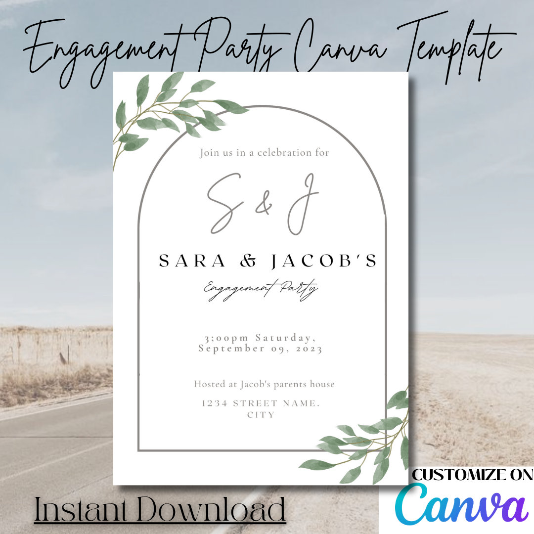 Engagement Party Invitation Canva Template - Etsy
