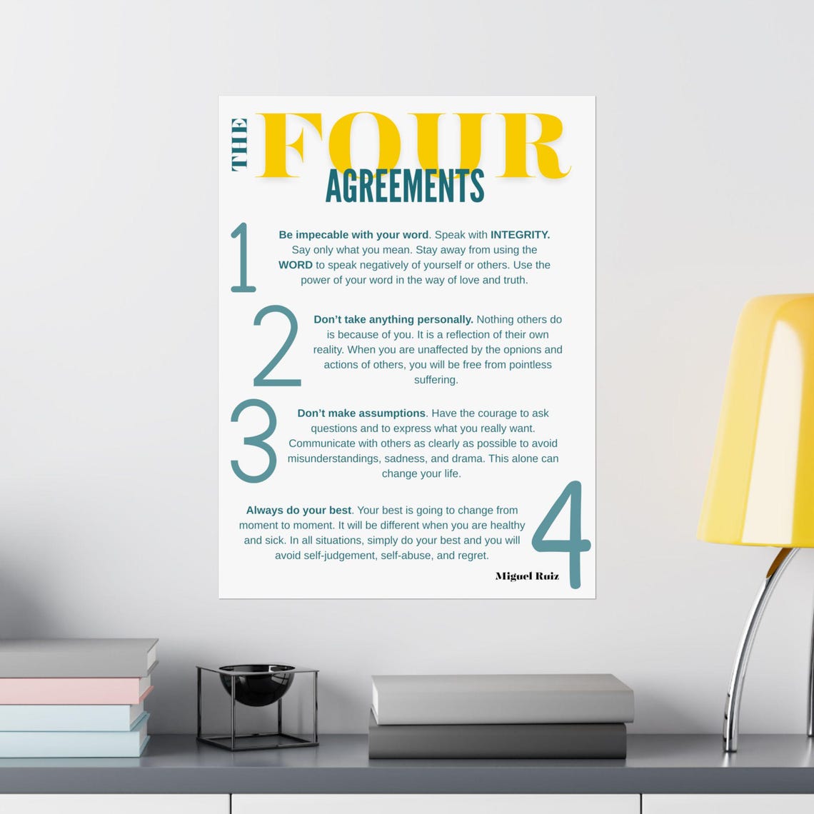 Four Agreements Typography Poster | Matte Vertical Poster - Etsy
