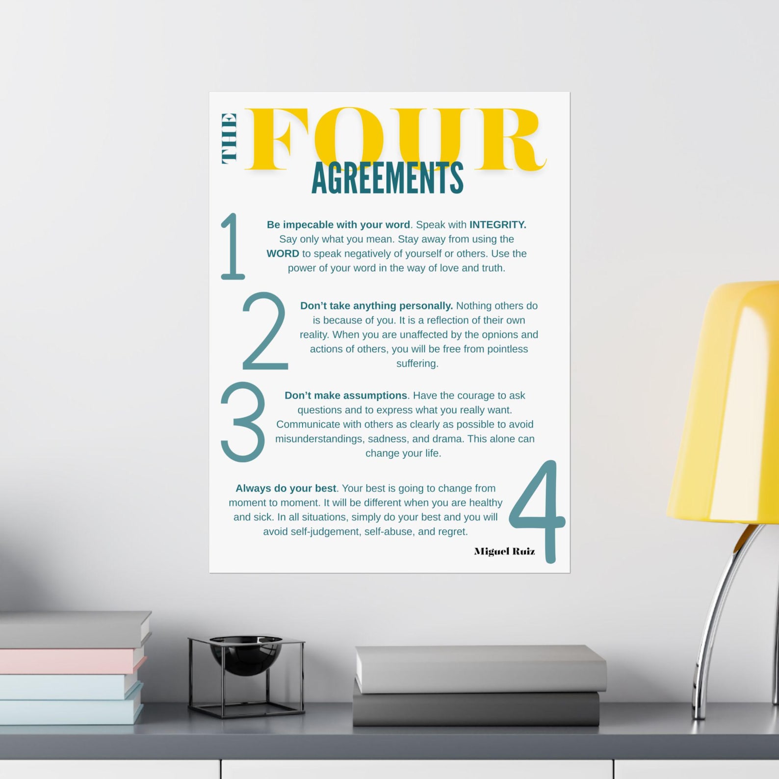 Four Agreements Typography Poster | Matte Vertical Poster - Etsy