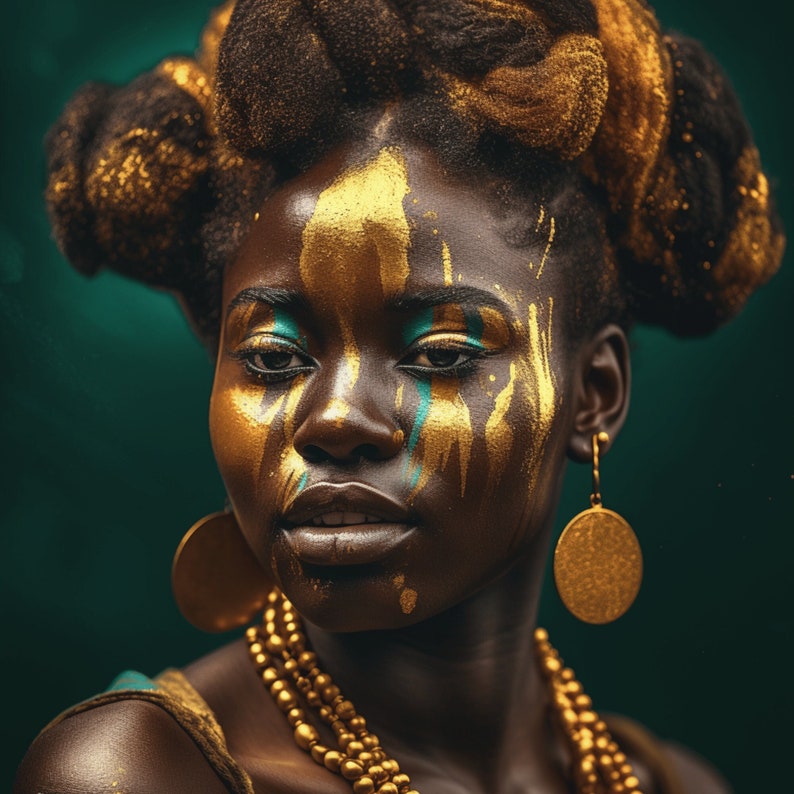 Gilded Aura | Black Wall Decor | Black Digital Art | Digital Download | Printable Poster ...