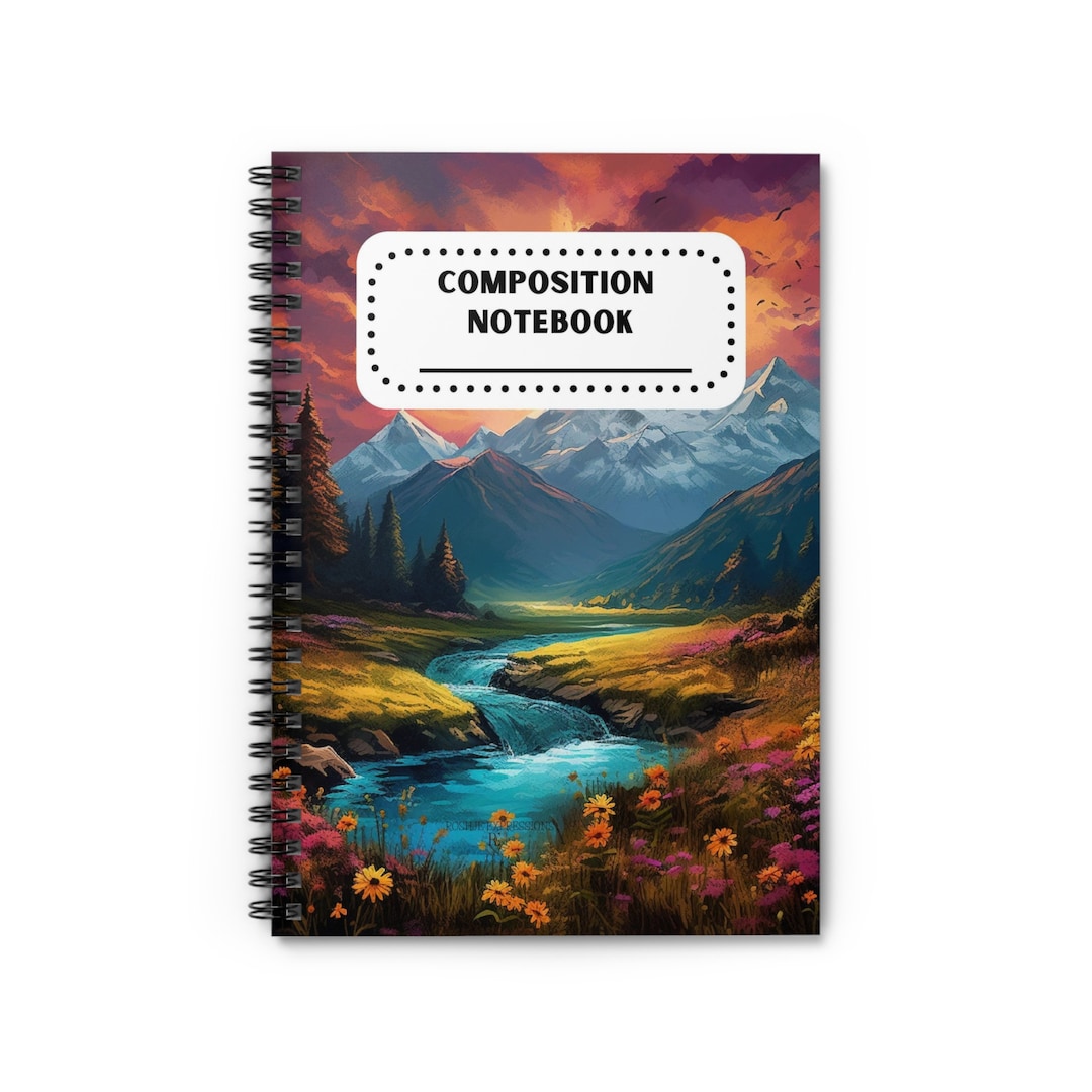Spiral Composition Notebook | Breathtaking Mountains With Wildflowers ...