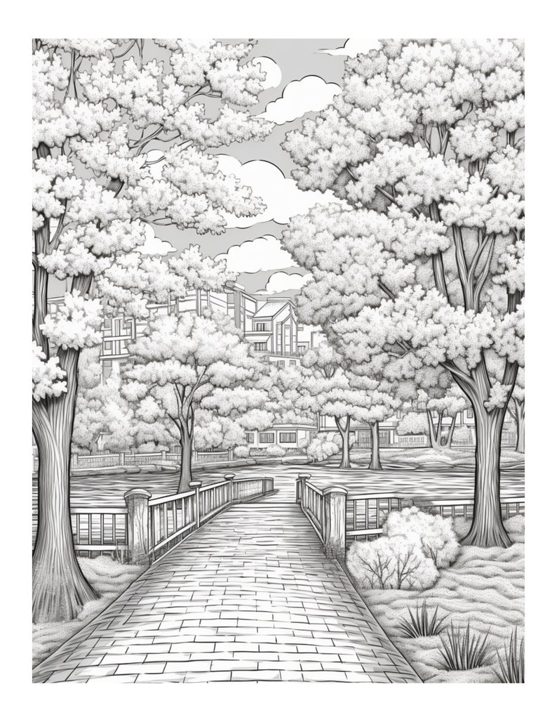 Serene Landscapes Adult Coloring Pages: 10 Intricate Designs (PDF) - Etsy