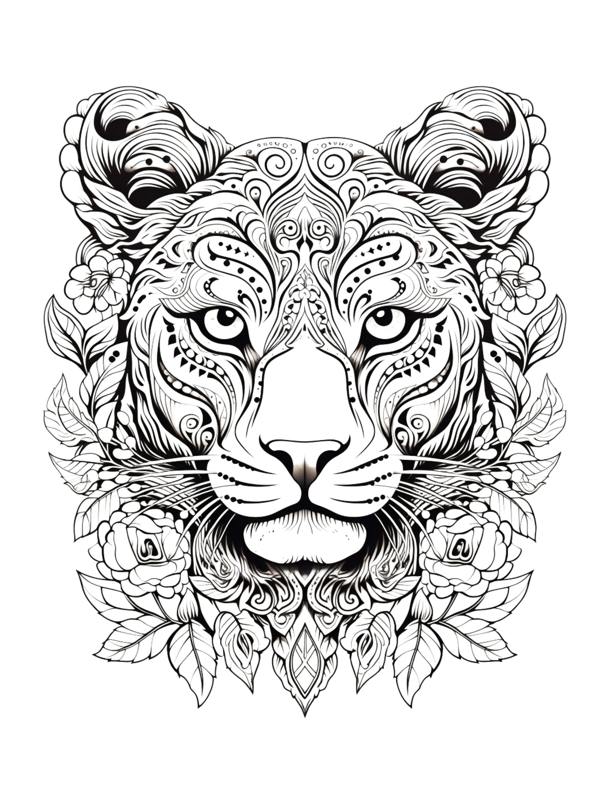 Intricate Animal Faces Coloring Pages: 24 Printable Designs (PDF) - Etsy
