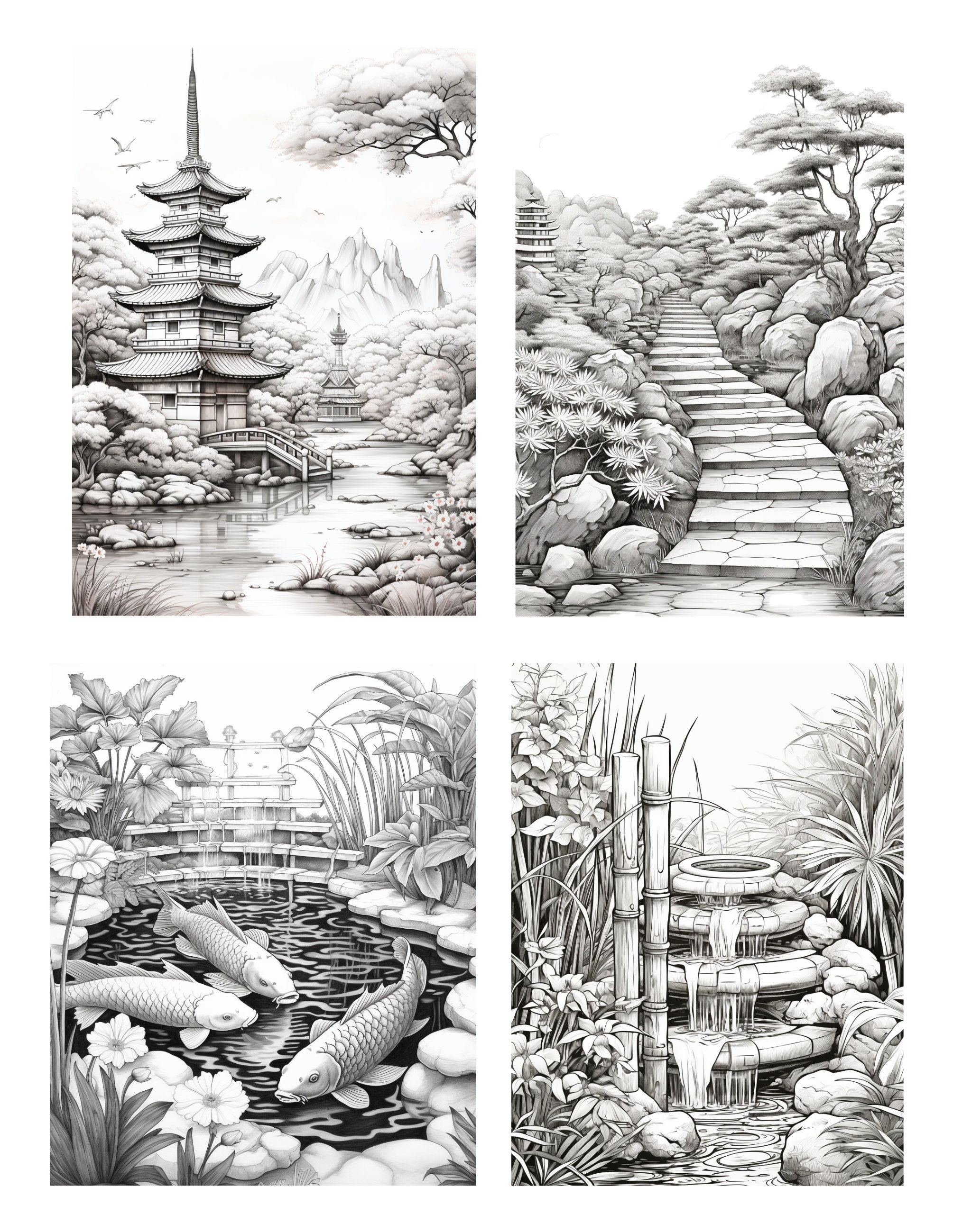 ROSHJE EXPRESSIONS Adult Coloring Pages 24 Intricate Zen - Etsy